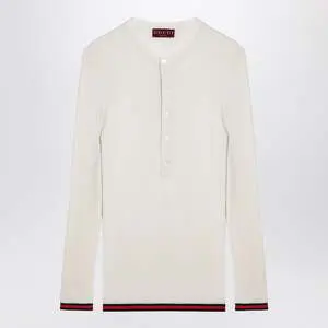 Gucci Silk Jersey With Web Ribbon - White