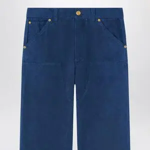 Versace Petrol Cotton Carpenter Trousers - Blue