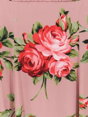 Dolce & Gabbana Long Silk Dress With Bouquet Rose Print - Multicolor