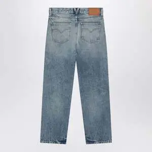 Versace Washed-effect Jeans With Small Studs - Blue
