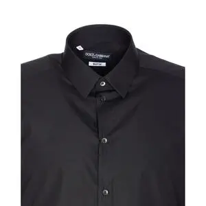 Dolce & Gabbana Stretch Cotton Gold-fit Shirt - Black