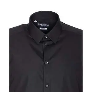 Dolce & Gabbana Stretch Cotton Gold-fit Shirt - Black