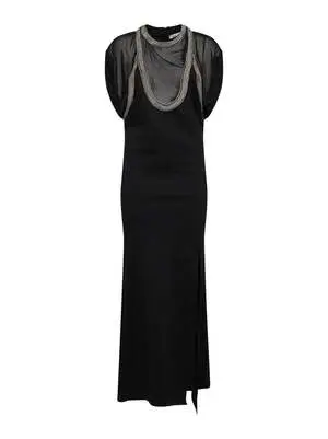 Attico Black Stretch Crepe Layered-effect Maxi Dress - Multicolor