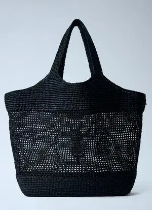 Saint Laurent Rafia Icare Tote Bag - Black