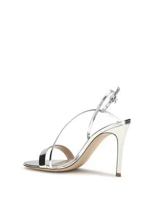 GIANVITO ROSSI Manhattan Metallic-effect Leather Sandals - Silver