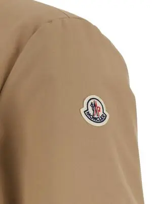 Moncler Reversible 'prieure' Puffer Jacket With Logo Patch On Sleeve In Beige For