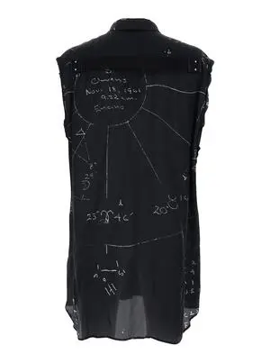 Rick Owens Shirt With Classic Collar And All-over Print In Black Viscose Blend For - Multicolor