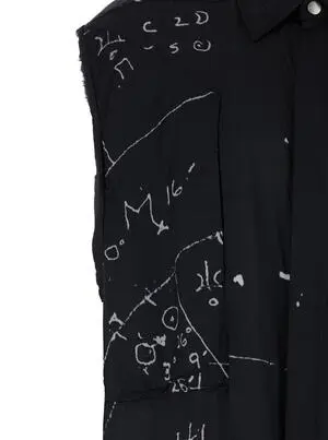 Rick Owens Shirt With Classic Collar And All-over Print In Black Viscose Blend For - Multicolor
