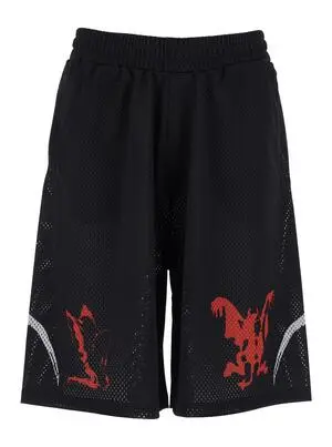 44 LABEL GROUP Black Shorts With Perforated Design And Elasticated Waist In Tech Fabric For - Multicolor