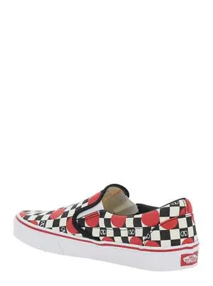 Valentino Garavani Low Top Sneaker With Check Motif And All-over Vlogo Print In Cotton - Multicolor