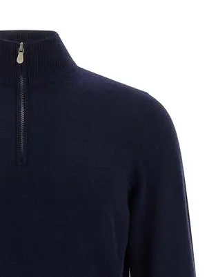 Brunello Cucinelli Half-zip Cashmere Sweater - Blue
