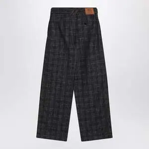 Burberry Check Jacquard Wide Leg Jeans
