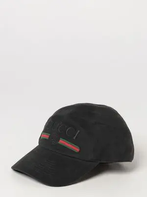 Gucci Striped Cotton Baseball Cap With Embroidered Logo - Black