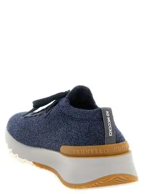 Brunello Cucinelli Jacquard Knit Sneakers - Blue