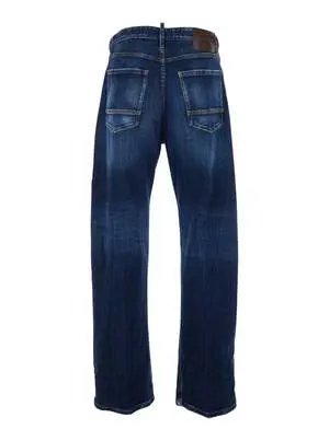 Dsquared2 Blue Jeans With Five-pocket Design And Faded Effect In Denim For