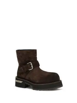 Balenciaga Venom Mini Waxed Suede Calf Leather Ankle Boots