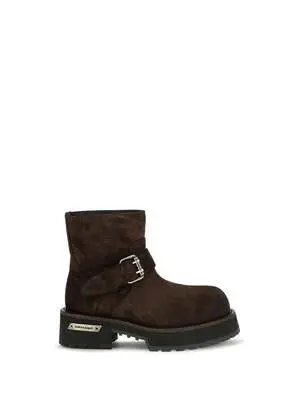 Balenciaga Venom Mini Waxed Suede Calf Leather Ankle Boots - Brown