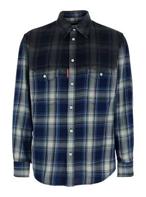 Dsquared2 Shirt With Faded Effect And All-over Check Motif In Cotton For - Multicolor