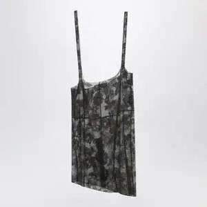 Prada Chantilly Lace Midi Skirt With Straps - Brown