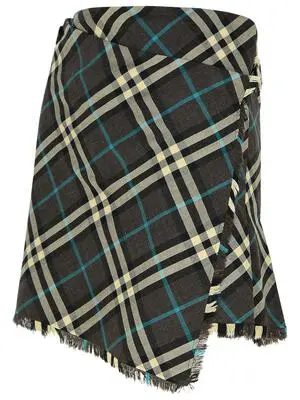 Burberry Check' Brown Polyester Blend Skirt