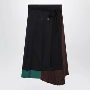 Prada Asymmetric Patchwork Skirt In Virgin Wool