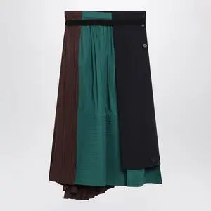 Prada Asymmetric Patchwork Skirt In Virgin Wool