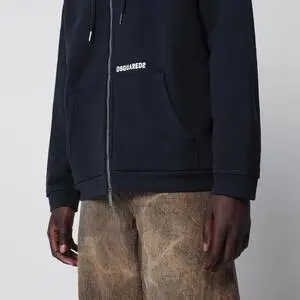 Dsquared2 Stretch Cotton Zip-up Hoodie - Blue