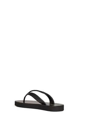 Gucci Black Nappa Leather Platform Thong Sandals With Double G - Multicolor