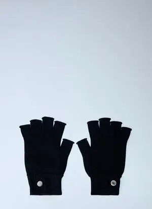 Rick Owens Ribbed Trim Fingerless Gloves - Black