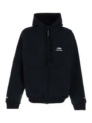 Balenciaga Black Zip-up Sweatshirt With Logo On The Front In Cotton - Multicolor