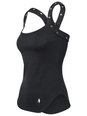 Attico Cotton Tank Top With Silver Studs - Black
