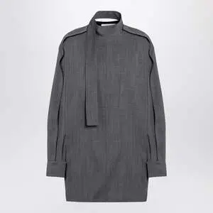 JIL SANDER Wool Shirt With Scarf - Gray