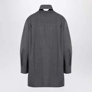 JIL SANDER Wool Shirt With Scarf - Gray