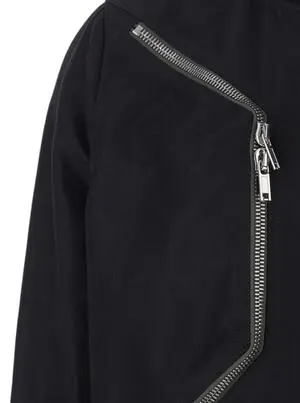 Rick Owens Heizer Flight' Bomber Jacket With Two Front Zip Pockets In Cotton Blend - Black