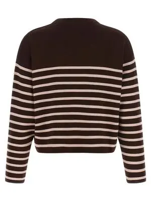 Moncler Striped Wool Crew Neck Sweater - White