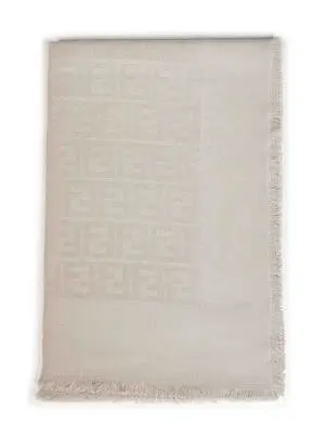 Fendi Silk Taupe Ff Wool And Silk And Cashmere Shawl - Multicolor