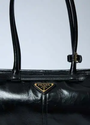 Prada Medium Leather Handbag - Black