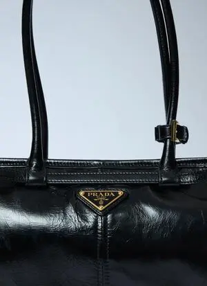 Prada Medium Leather Handbag - Black