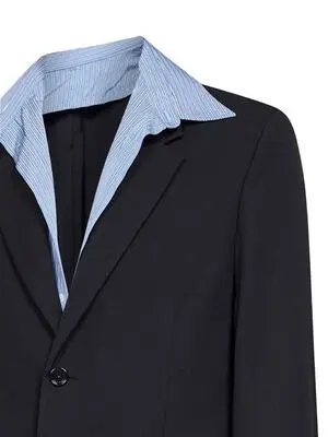 Balenciaga Dark Navy Wool Twill Hybrid Shirt Jacket