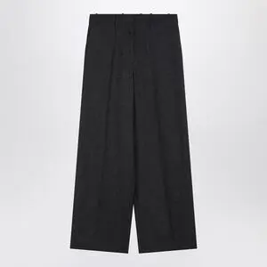 Givenchy Dark Grey Wool Wide Trousers - Gray