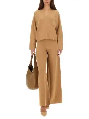 Max Mara Judy Wide Leg Trousers - Cream