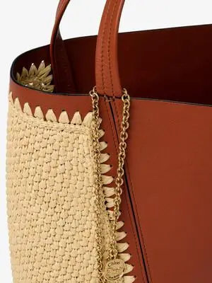 Chloé Spin Leather And Raffia Shoulder Bag
