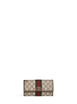 Gucci Beige And Dark Brown Ophidia Continental Wallet - Multicolor
