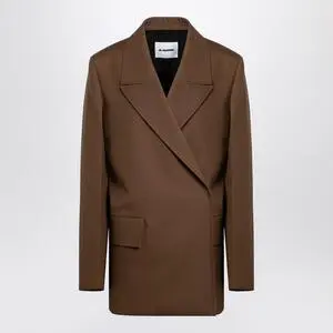 JIL SANDER Wool Double-breasted Jacket - Brown