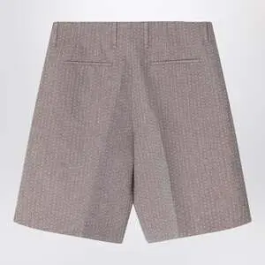 Fendi Beige Jacquard Bermuda Shorts With Topstitching