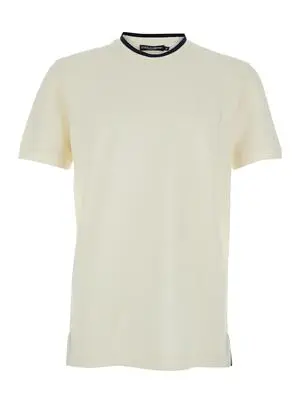 Dolce & Gabbana White Crew Neck T-shirt With Logo On The Front In Tech Fabric - Multicolor