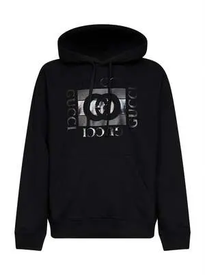 Gucci Black Cotton Jersey Printed Hoodie - Multicolor