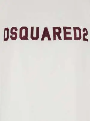 Dsquared2 White Crew Neck T-shirt With Logo Lettering On The Front In Cotton For - Multicolor