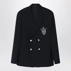 Fendi Double-breasted Jacket In Midnight Virgin Wool - Blue