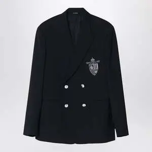 Fendi Double-breasted Jacket In Midnight Virgin Wool - Blue